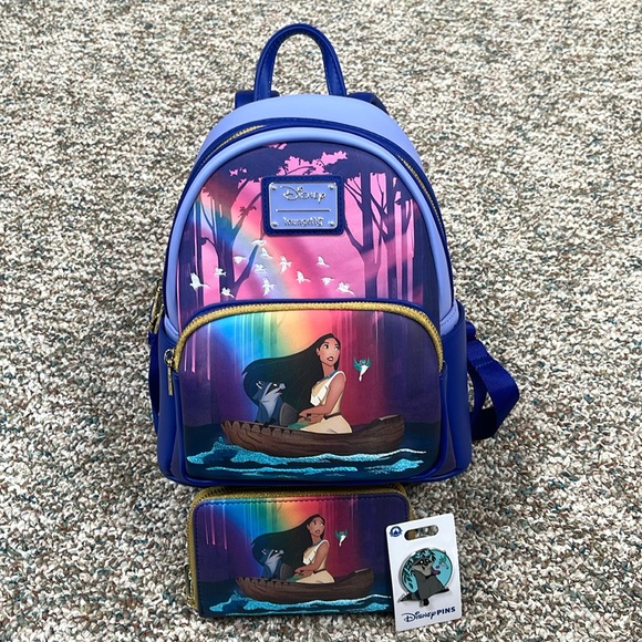 Disney | Bags | New Disney Pocahontas Loungefly Backpack Wallet Combo ...